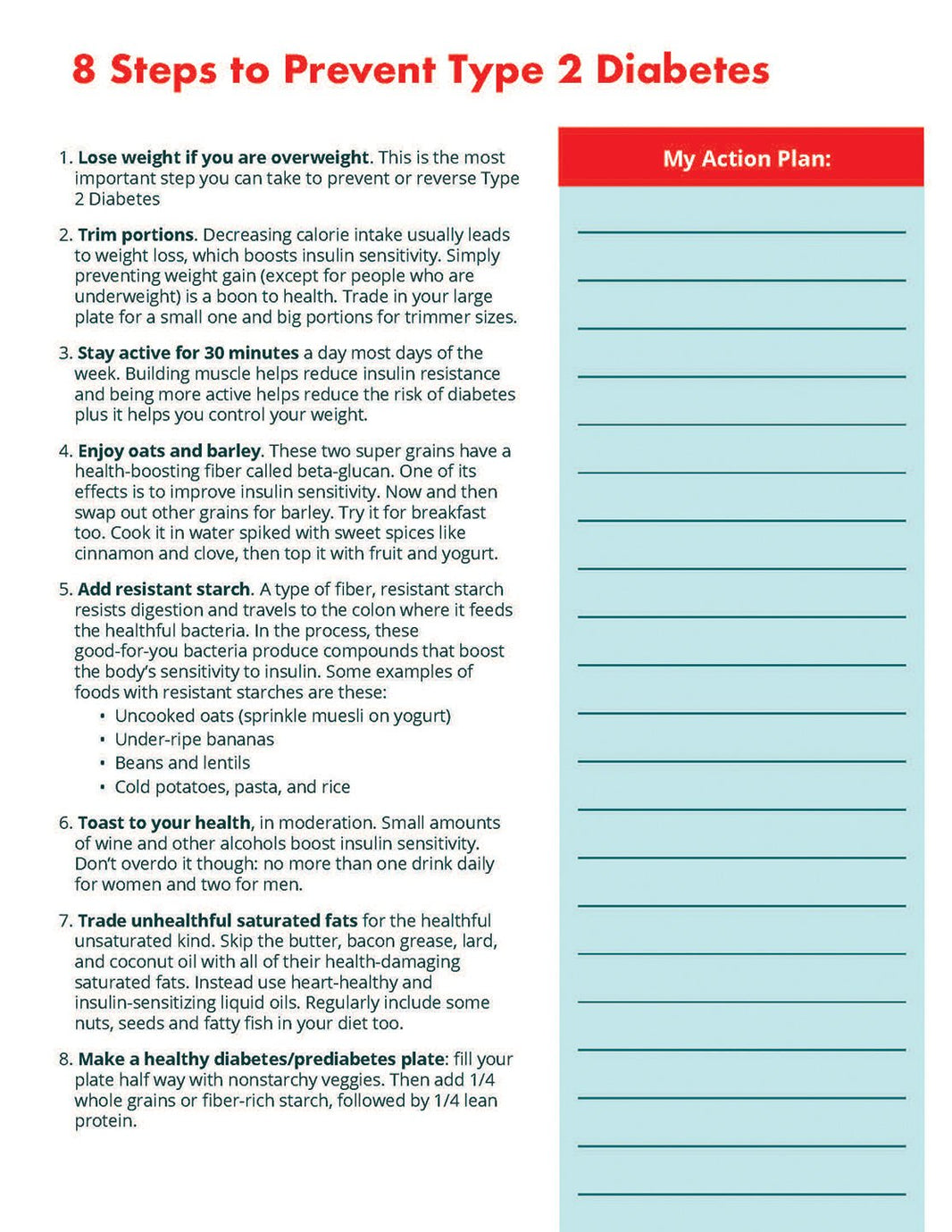 Diabetes Risk Color Handout Tearpad